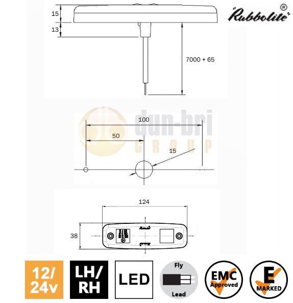 Rubbolite M891 LED Red Rear Marker Reflector Lamp Light 0.5m Lead Truck ...