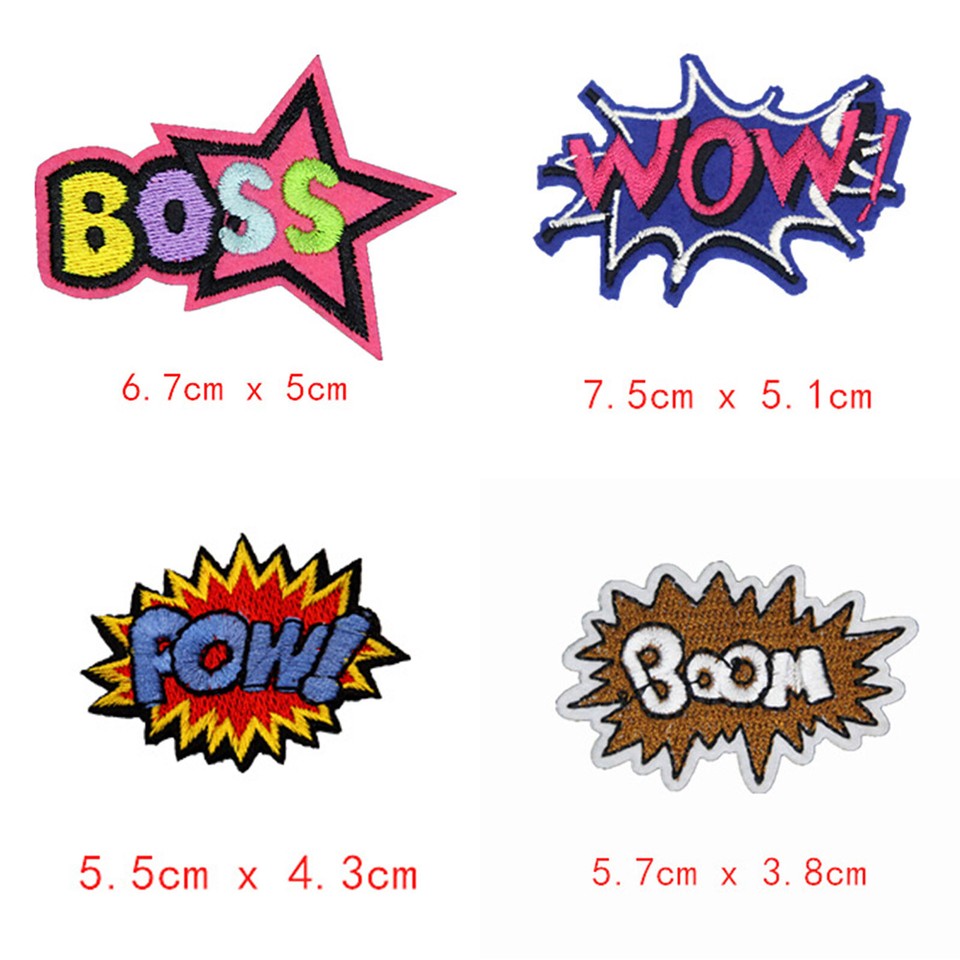 22pcs Pow Bam Wow Letter/Alphabet Sewing on/Iron on Embroidered Patches ...