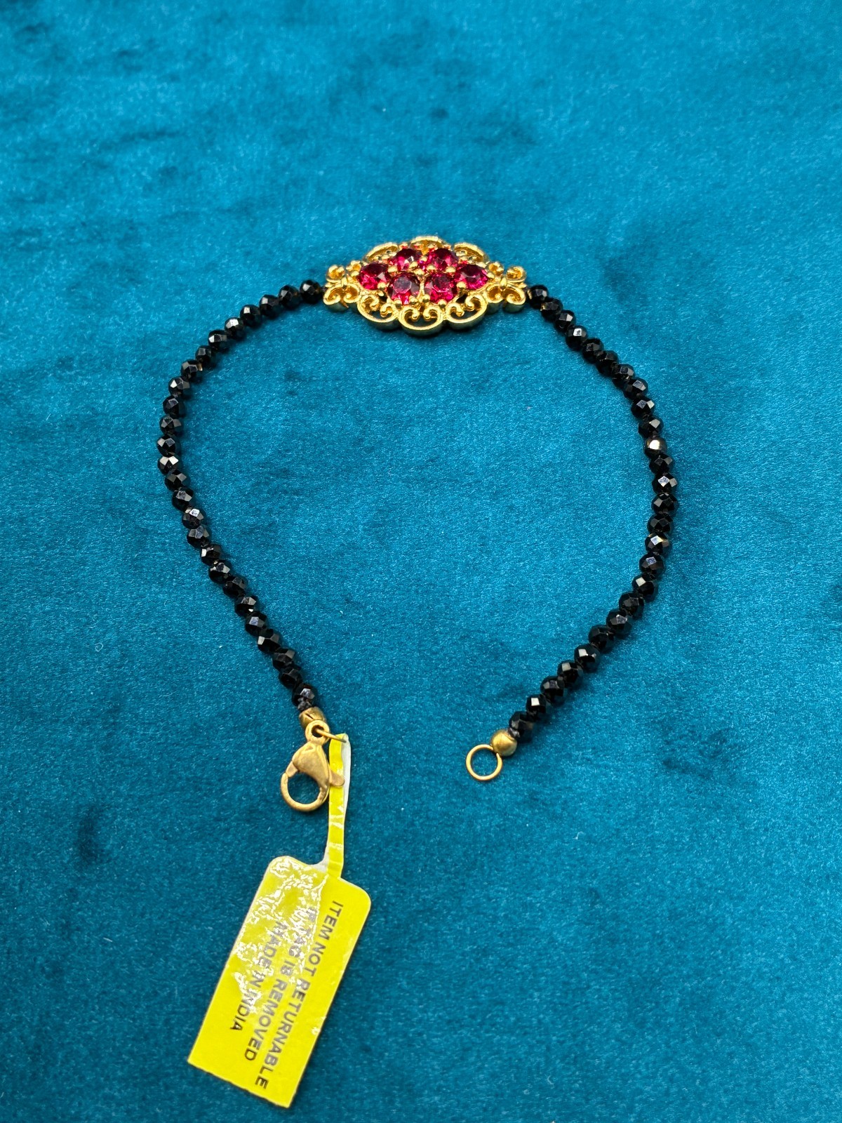Chuck Clemency Rhinestone Bracelet Beaded Mangalsutra Filigree India 7. ...