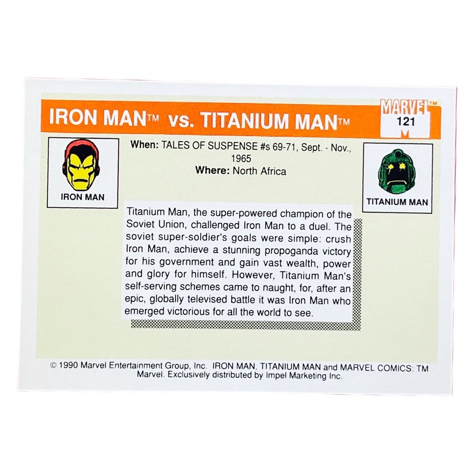 Marvel Impel 1990 Iron Man vs Titanium Man Famous Battles Trading Card ...