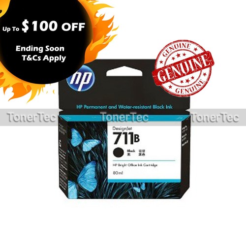 HP Genuine #711B HY Black Ink Cartridge 80ml 3WX01A for Designjet T100 ...
