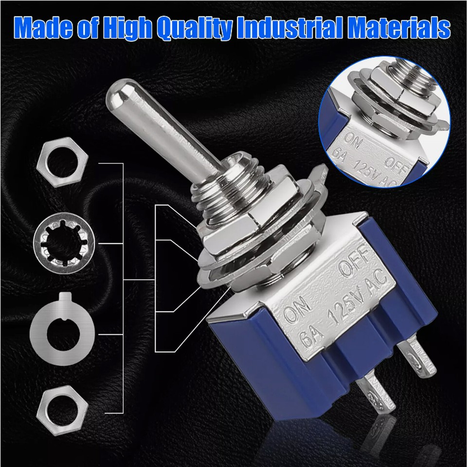 20Pcs MTS-101 2 Position Toggle Switch Kit 2 Pin SPST ON-OFF 6A 125VAC ...