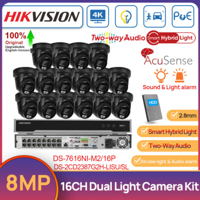 Hikvision 16CH NVR 8MP Hybrid Light ColorVu 4K Camera CCTV System Lot ...