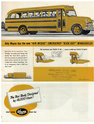 1950s Advertising Sheet for Emergency Kick-Out Window for School Buses ...