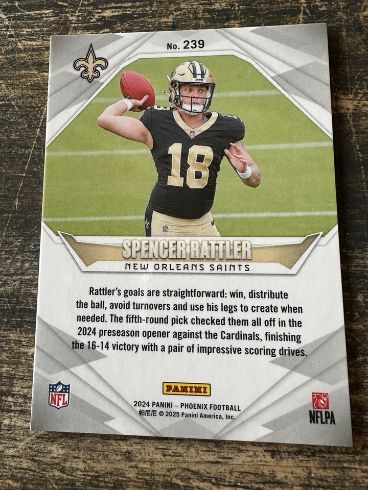 2024 Phoenix Spencer Rattler Rookie Card. New Orleans Saints | eBay