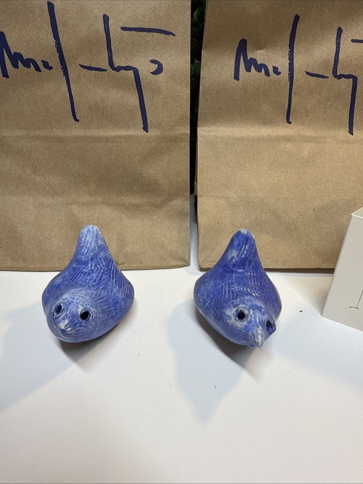 2 McCarty Pottery - Merigold, Mississippi Cobalt Blue Bird Figurines ...