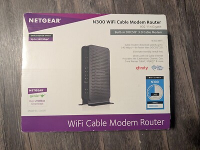 Netgear N300 WiFi Cable Modem Router C3000 802.11n DOCSIS 3.0 XFINITY ...