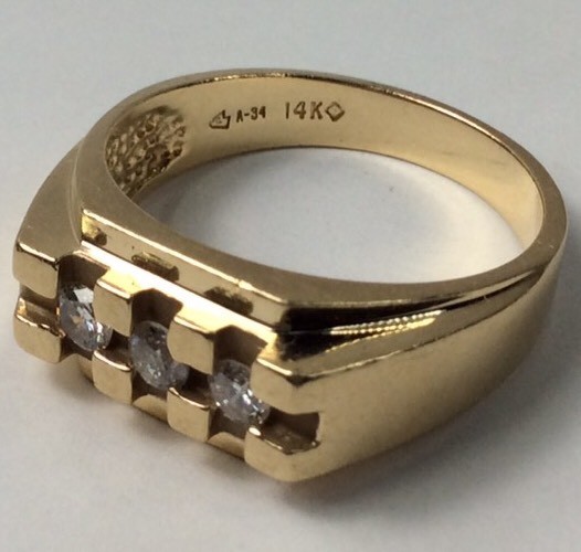 Men's Modem Diamond 14 K Gold Ring With Diamonds Size 9.5 (J528) | eBay