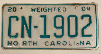 North Carolina License Plate CN-1902 weighted | eBay