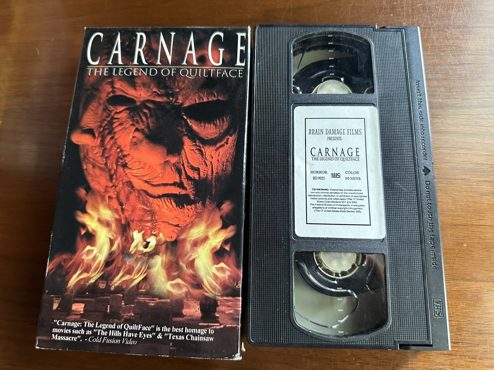 Carnage: The Legend of Quiltface (VHS, 2002, Brain Damage Films) Dean ...