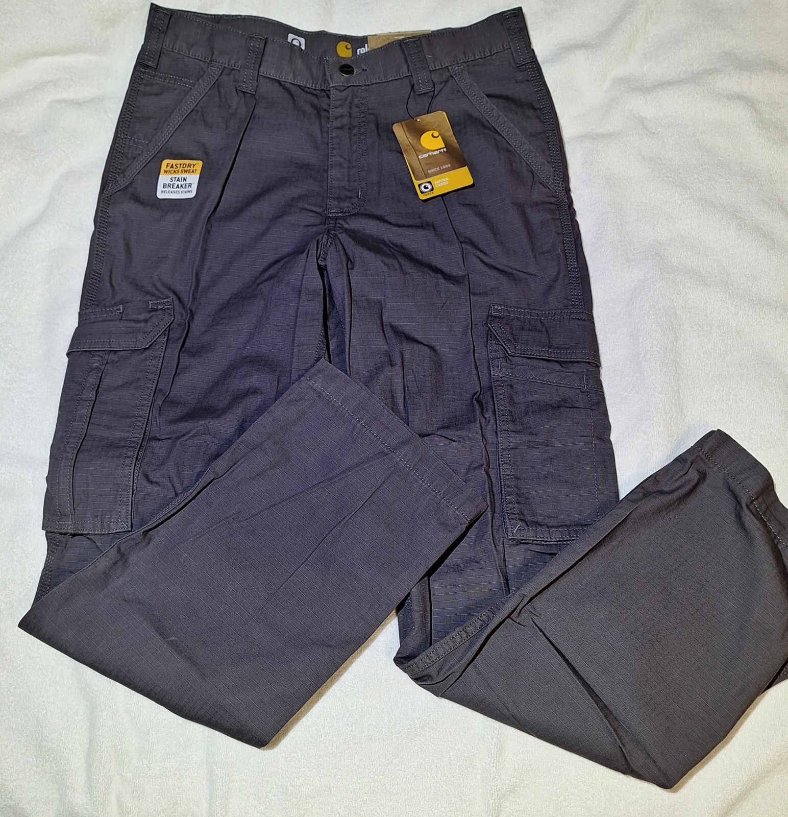NWT MEN'S CARHARTT 101148 FORCE TAPPEN CARGO WORK PANTS GRAY RIPSTOP ...