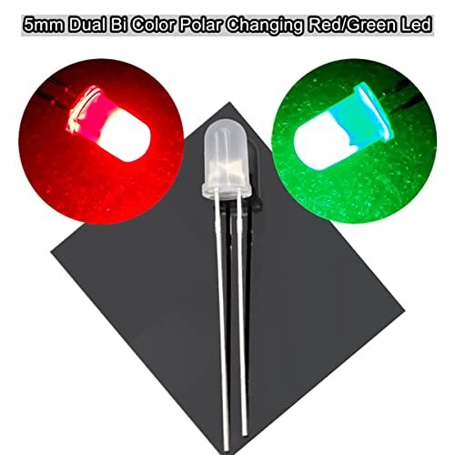 100pcs 5mm Dual Bi Color Polar Changing Red/green Led Diffused Leds ...