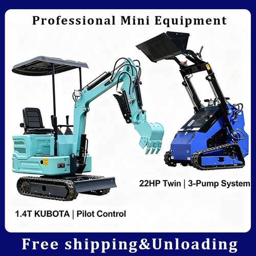 Mini Excavator Pilot KUBOTA Diesel Engine & 22HP Mini Skid Steer Loader ...