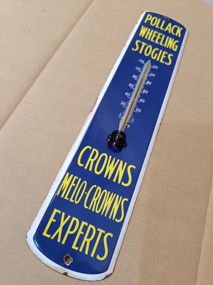 Vintage Glass Thermometer Pollack wheeling Stogies No porcelain ...