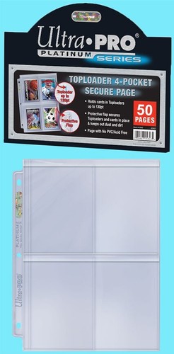 50 ULTRA PRO PLATINUM 4-POCKET SECURE Pages for TOPLOADERS Binder Card ...