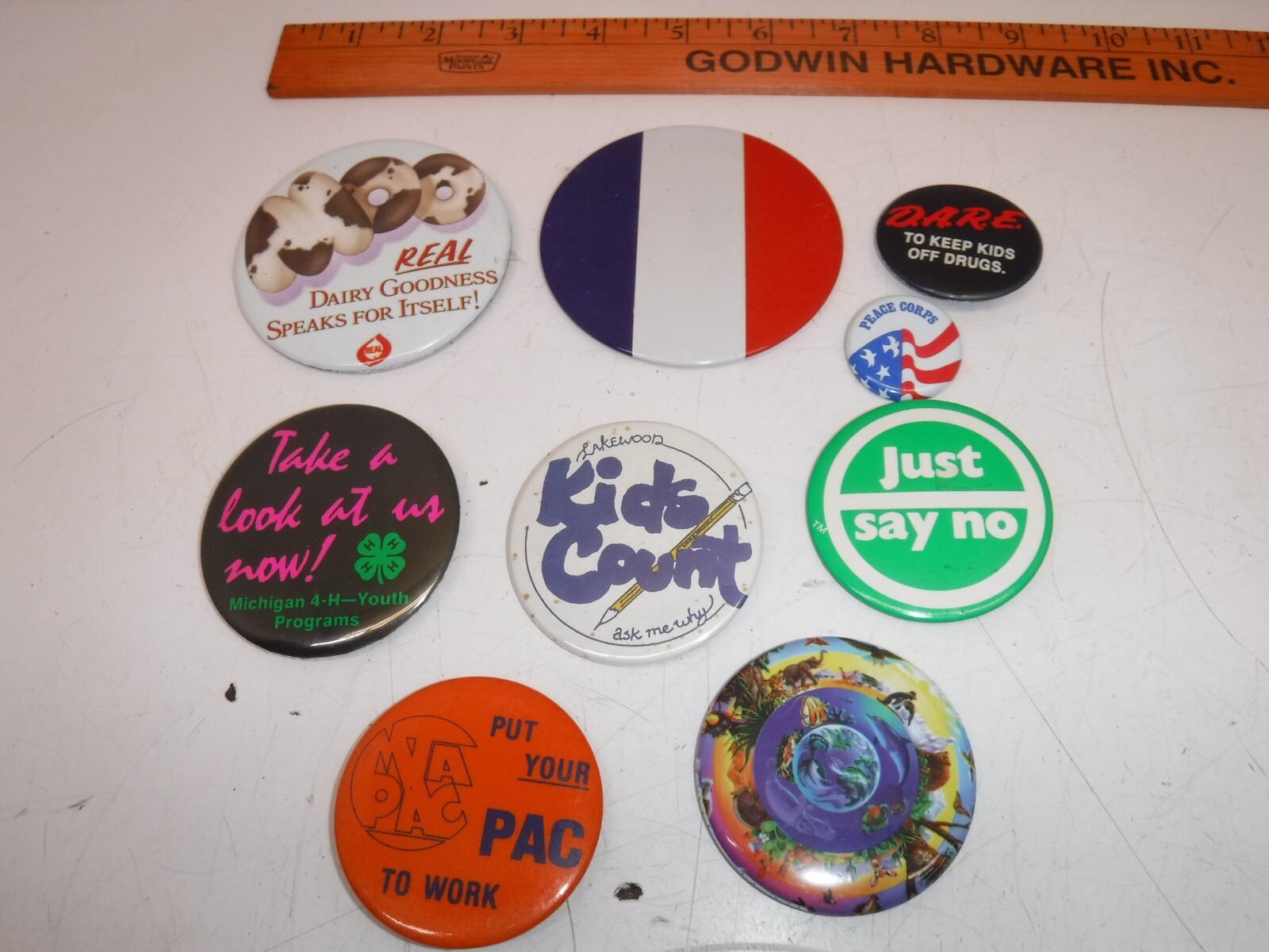 Vintage Pinback Buttons Metal Pin Back Button Lot of 9 | eBay