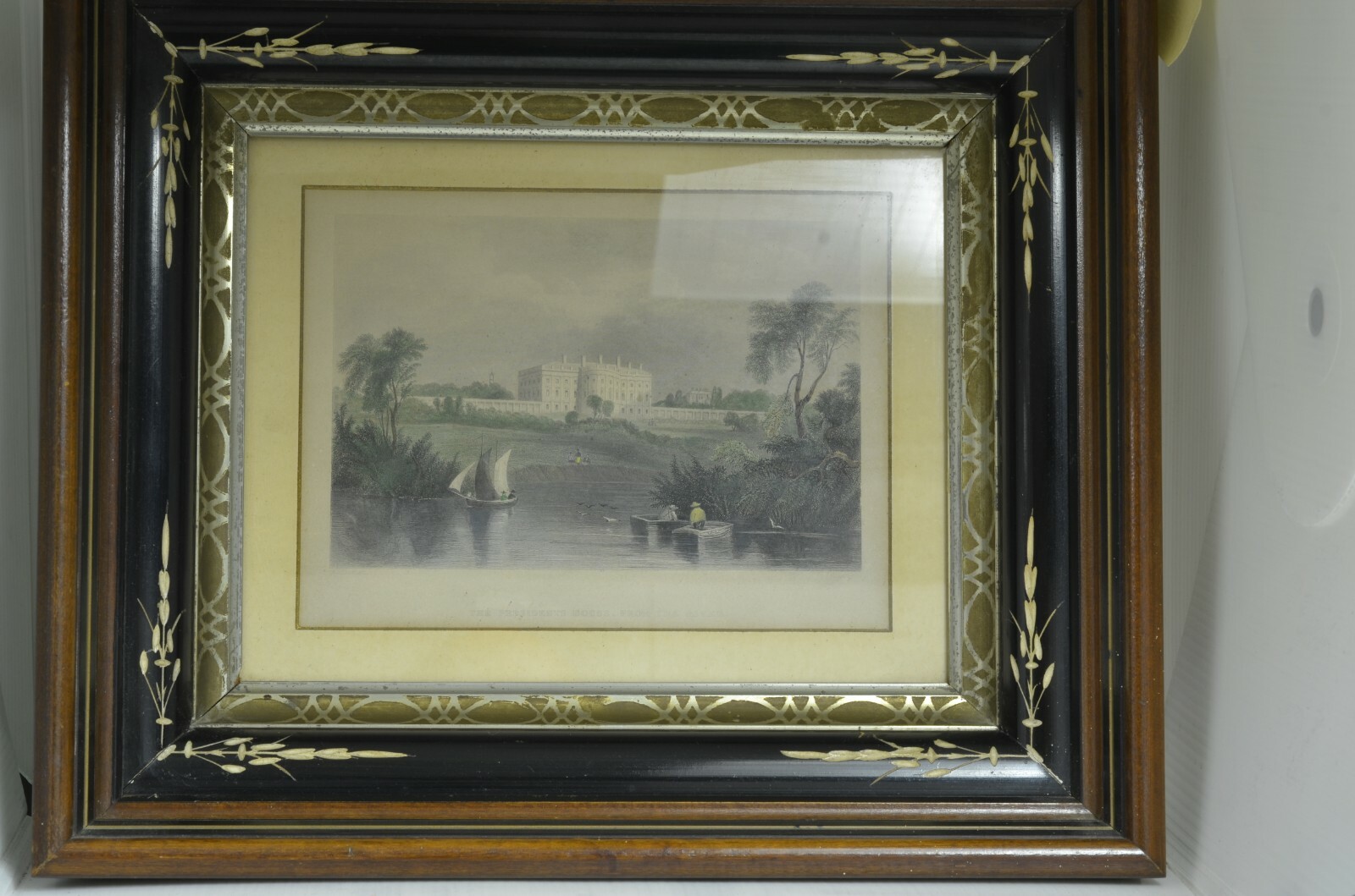 FANTASTIC PAIR VICTORIAN WALNUT & EBONIZED FRAMES SUSQUEHANNA RIVER ...