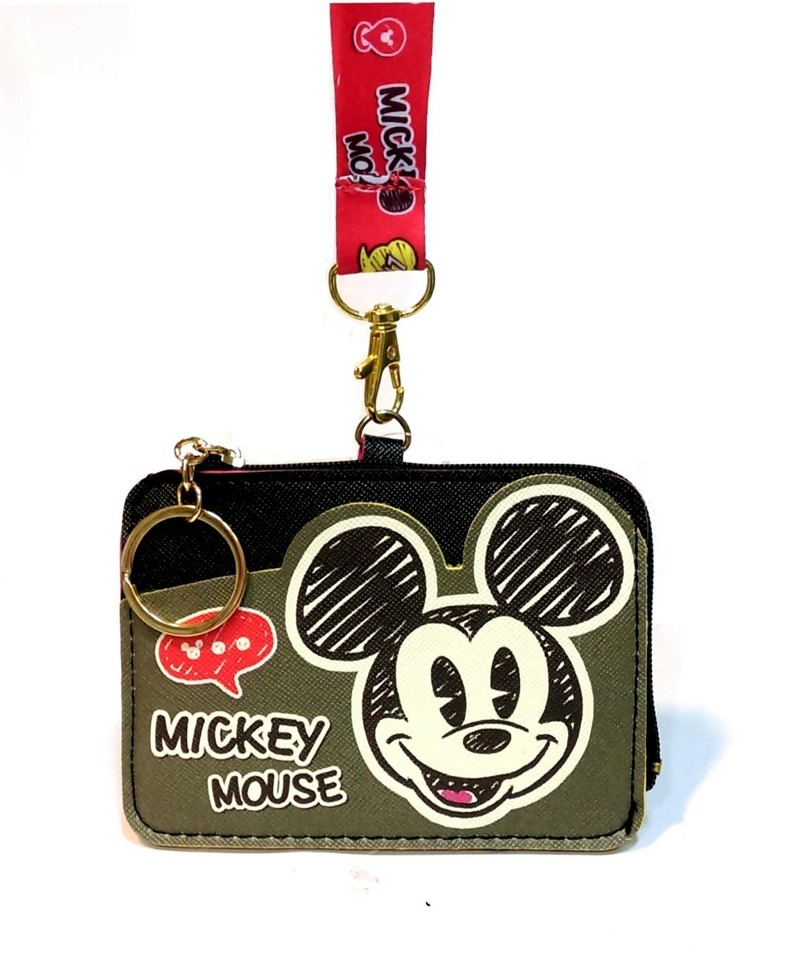 Disney Coin Cash Purse ID Credit Card Holder PU Leather Wallet Lanyard ...