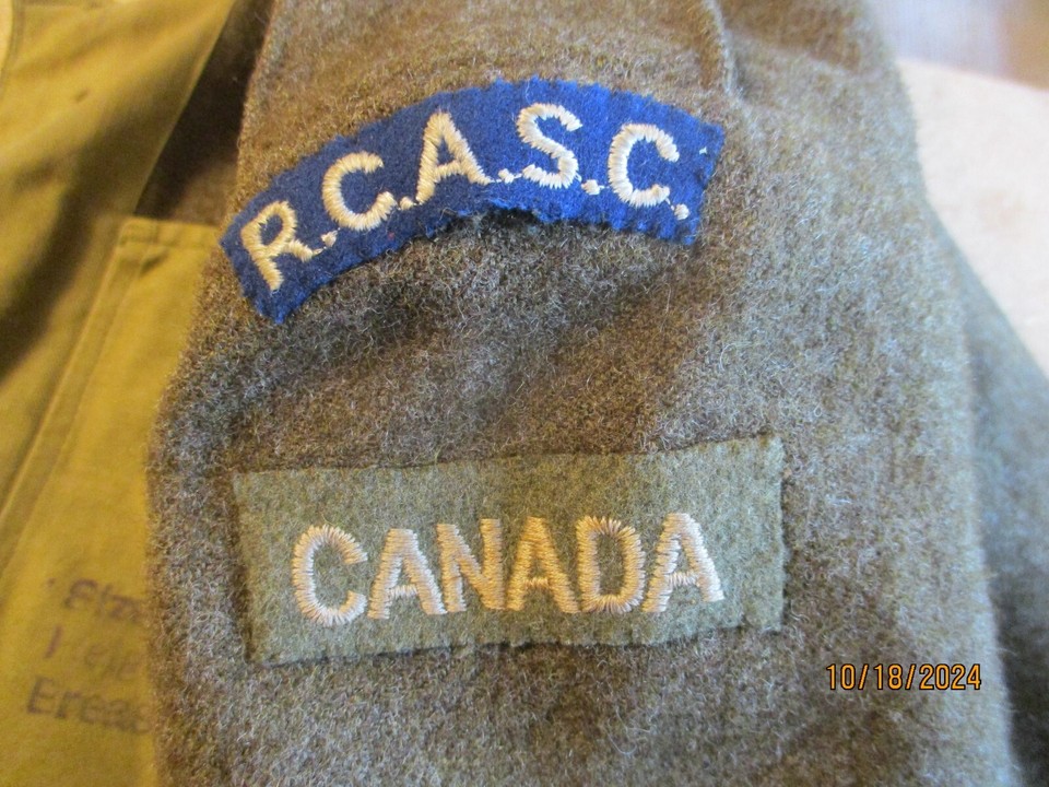 1943 WW2 CANADA ROYAL CANADIAN ARMY SERVICE CORP. BATTLE DRESS CORPORAL ...