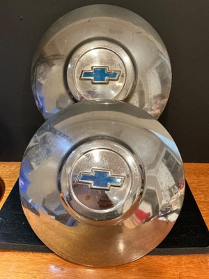 PAIR Vintage Chevy Truck 9.5" Baby Moon 1950's Chevrolet hubcaps Blue ...