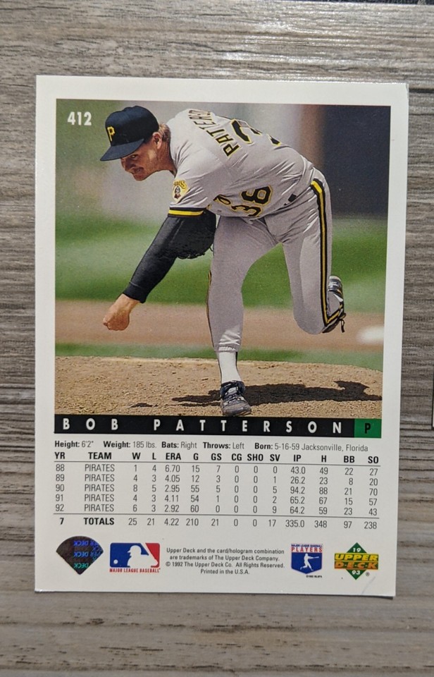 1993 Upper Deck Bob Patterson #412 Pittsburgh Pirates | eBay