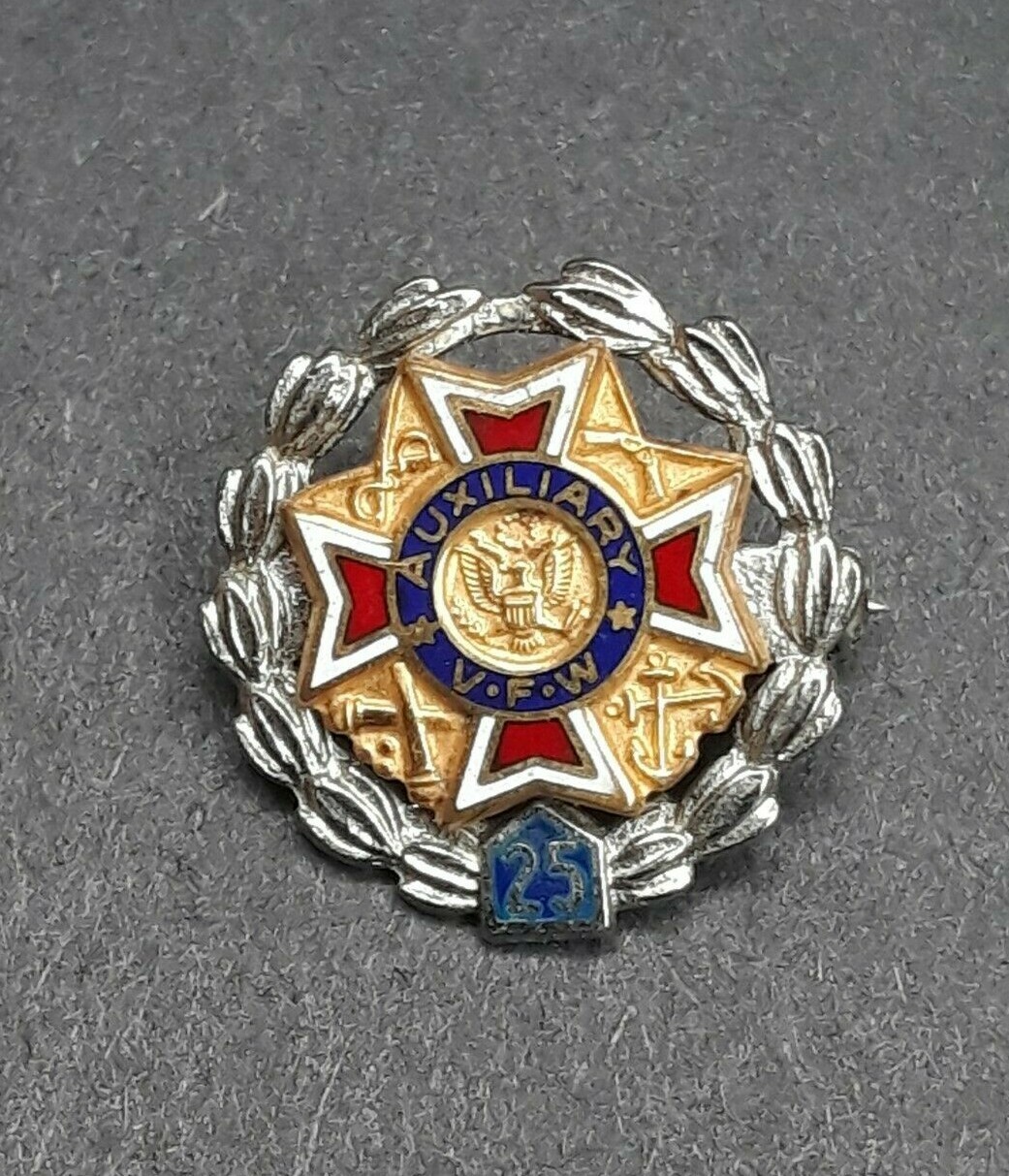 Vintage Auxiliary VFW Veterans Of Foreign War 25 Year Pin Leavens ...