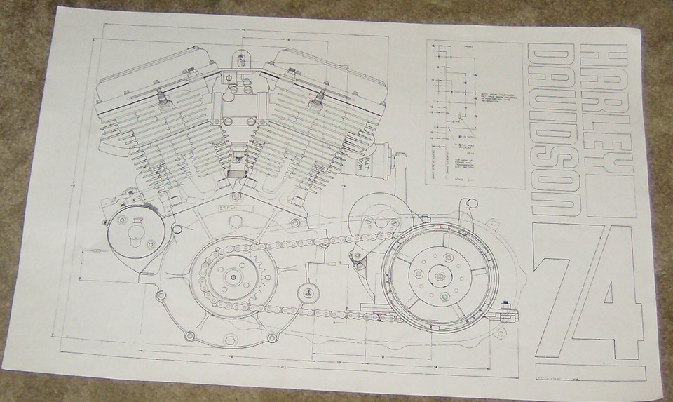 Vintage Harley Davidson Panhead blueprints | eBay