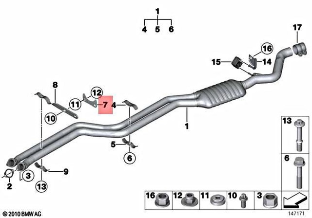 BMW 18207547375 Genuine OEM Converter & Pipe Front Bracket for sale ...
