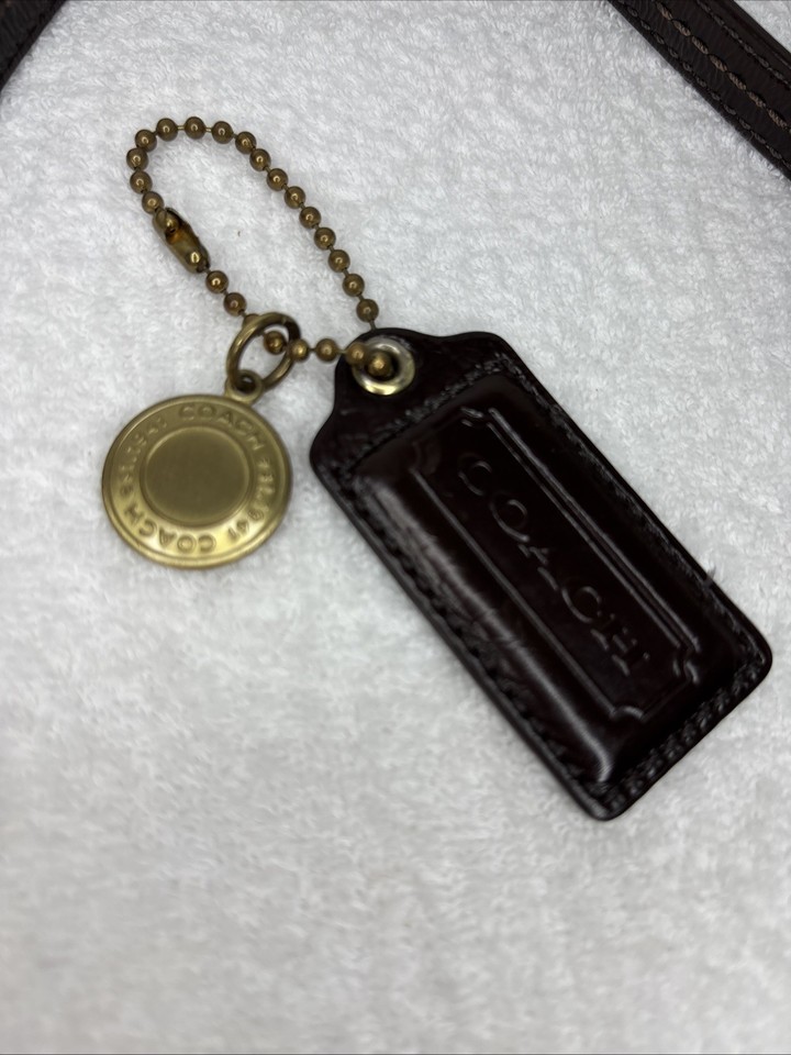 Vintage Coach replacement Brown Shoulder Strap Hangtags Antique Brass ...