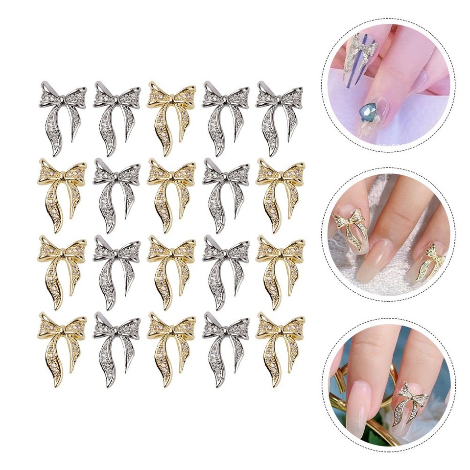 100 Pcs Rhinestone Nail Charms Bow Embellishment Accessories for | eBay ...
