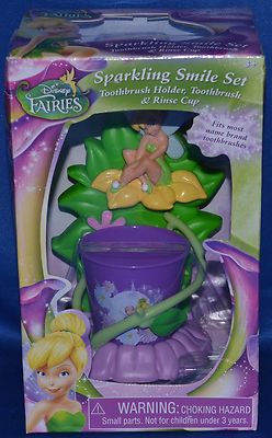 Disney Fairies~Sparkling Smile Set~Toothbrush & Holder~2" Rinse Cup ...