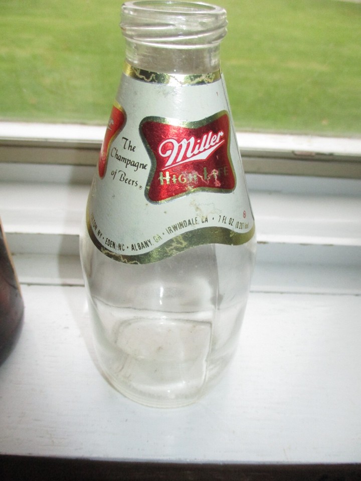 4 Vintage MILLER HIGH LIFE & LITE 12oz Brown & 7oz Glass Miller Beer ...