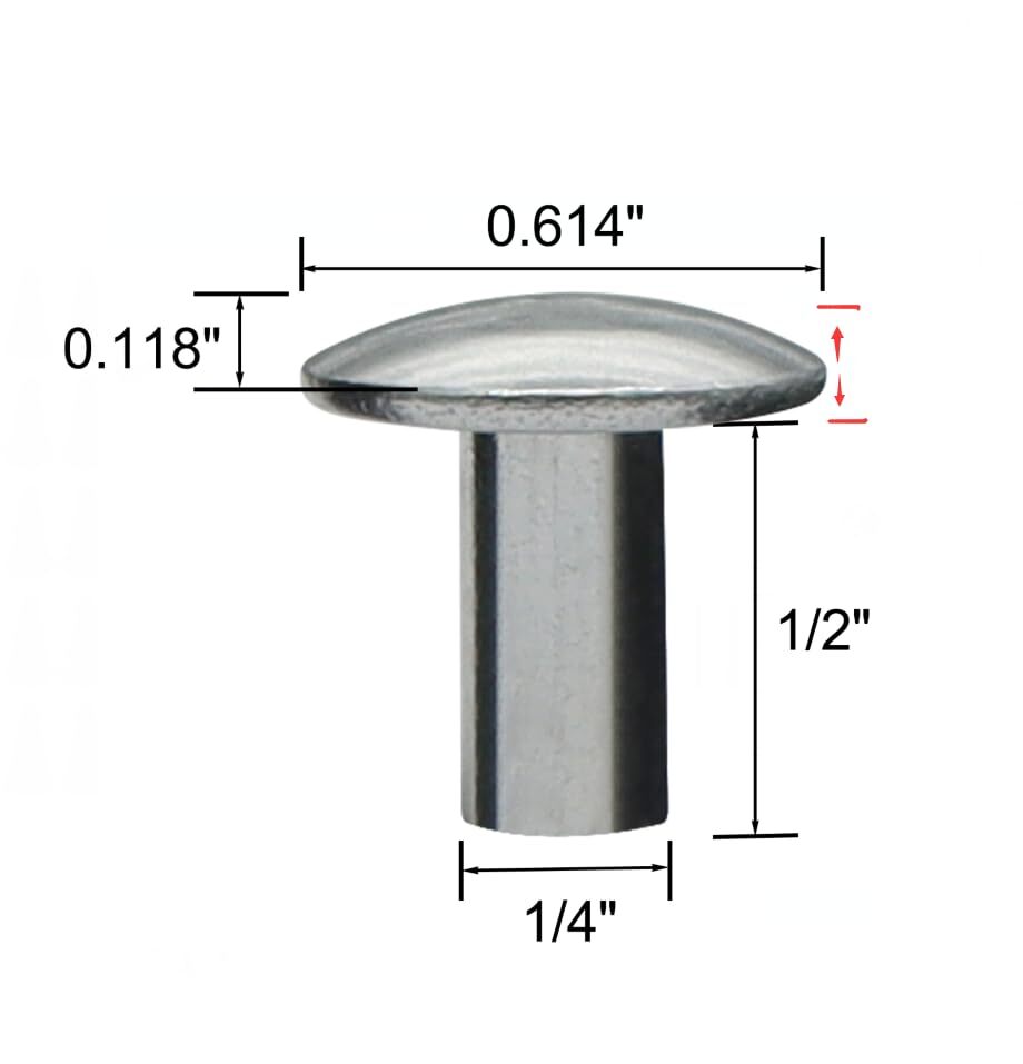 1/4" Diameter X 1/2" Length Brazier Head Solid Aluminum Rivets, Fix ...