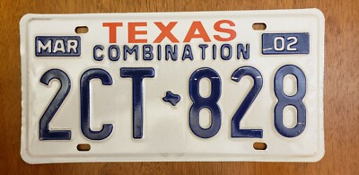 Texas Combination License Plate 2CT 828 Embossed | eBay