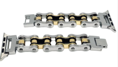 Bike Chain Watch Band Fits Apple Silver-Gold-Black Biker Stainless ...