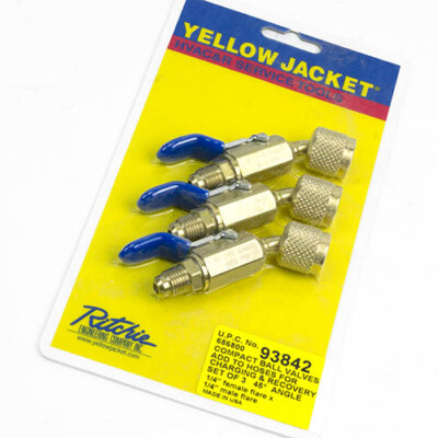 Yellow Jacket 93842 Compact Ball Valve, 1/4" 45°, 3 Pack | eBay