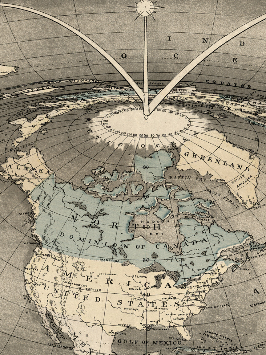 1893 Map of a Square and Stationary Earth - Vintage Flat Earth Map ...