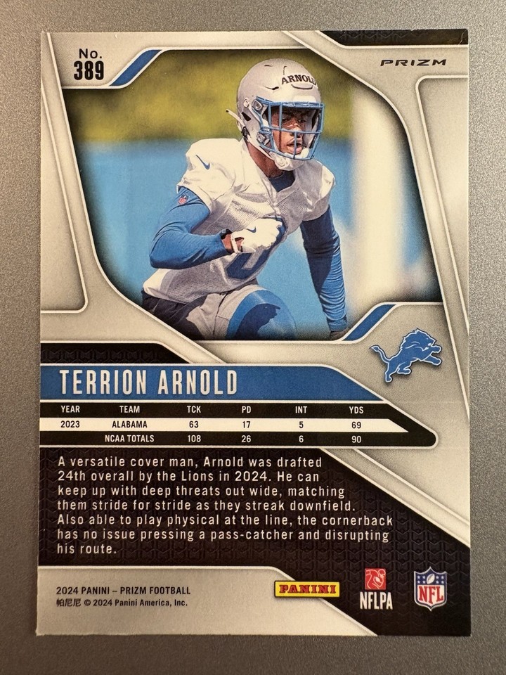 Terrion Arnold 2024 Panini Prizm GREEN PULSAR PRIZM RC Rookie Card #389 ...