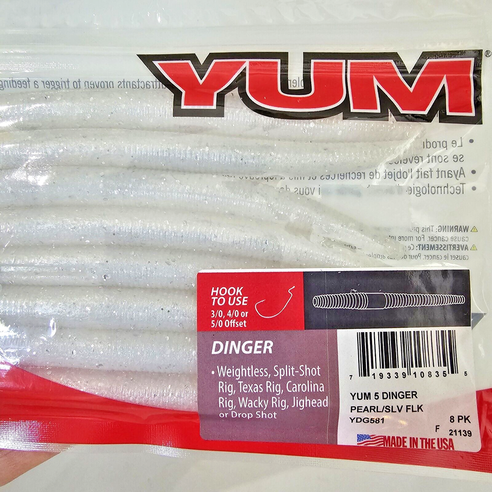 Yum 5" Dinger Soft Plastic Stick Bait Plastic Worm Made In USA You Pick ...