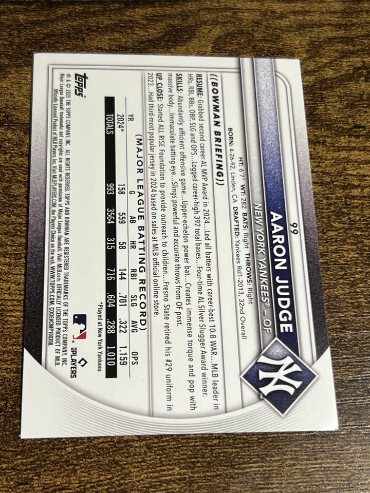AARON JUDGE 2025 Bowman #99 Yankees | eBay