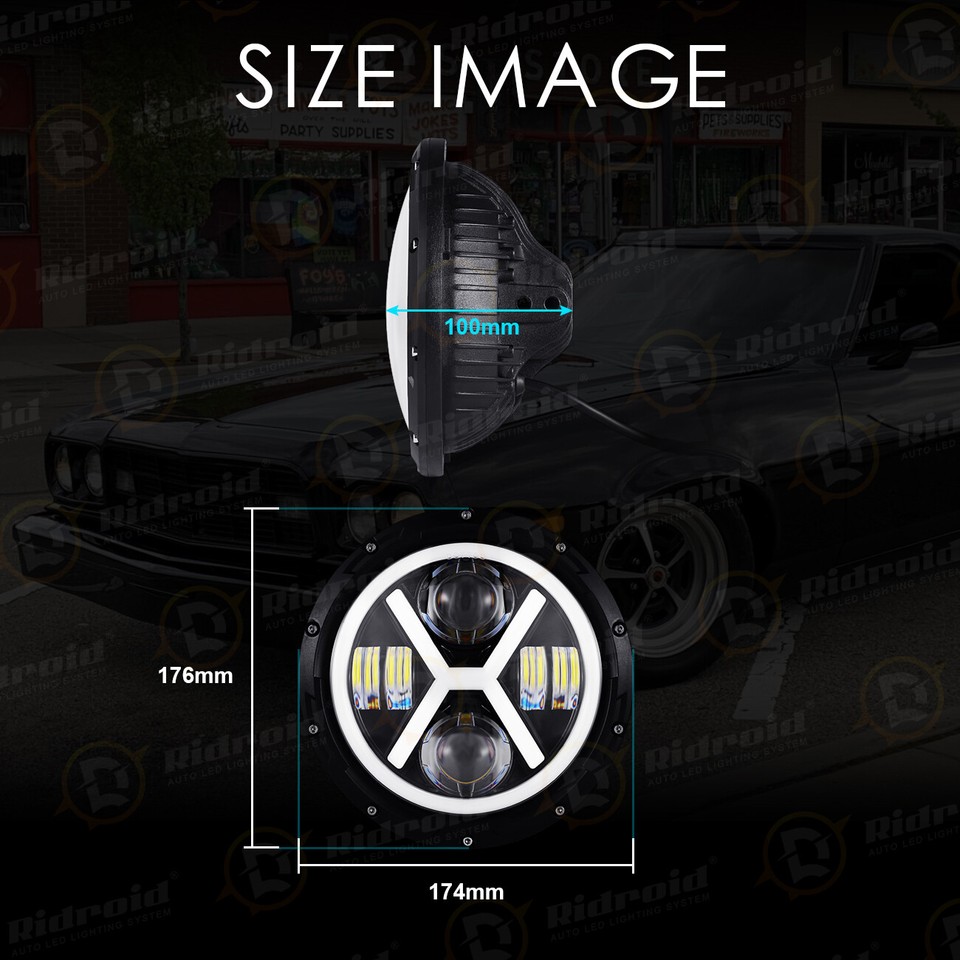 For 86-95 Suzuki Samurai Halo Angle Eyes DRL 7inch LED Headlights Hi/Lo ...