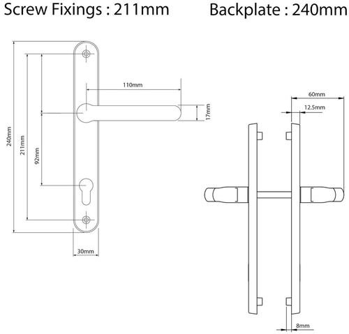 Grey uPVC Door Handle 92PZ Sprung Double Glazing Pair Set Patio PVC ...