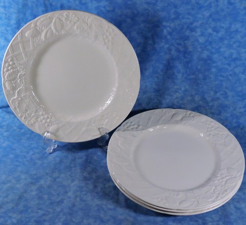 4 Mikasa ENGLISH COUNTRYSIDE White Embossed Dinner Plates- Minty- DP900 ...