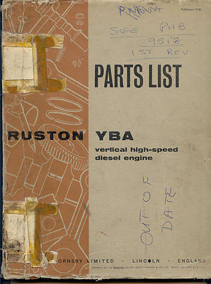 Ruston YBA vertical high speed diesel engine parts list 9518 | eBay