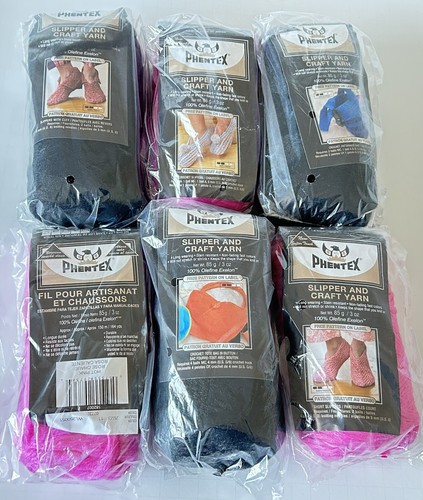 Phentex 3 Ply 6 Pack 3 Black and 3 Hot Pink Crochet Yarn Olefin | eBay