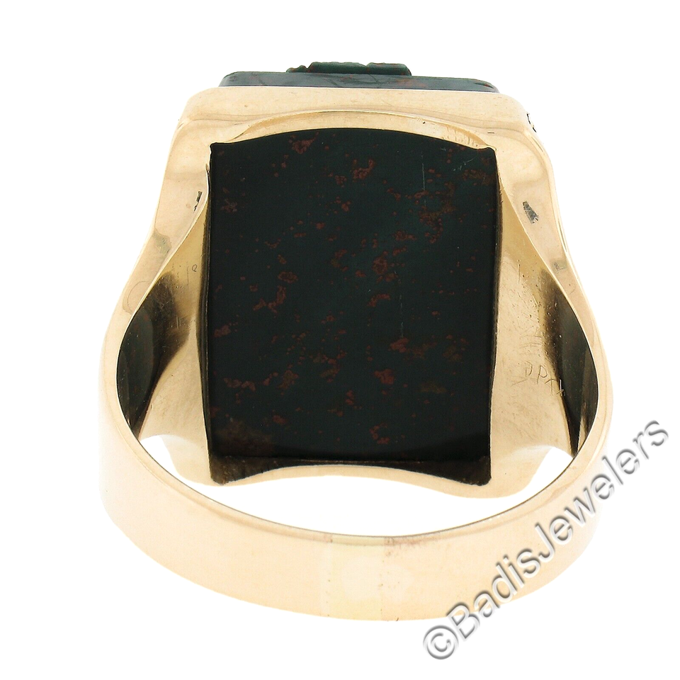 Vintage Men's 10K Yellow Gold High Relief Carved Trojan Knight Blood ...