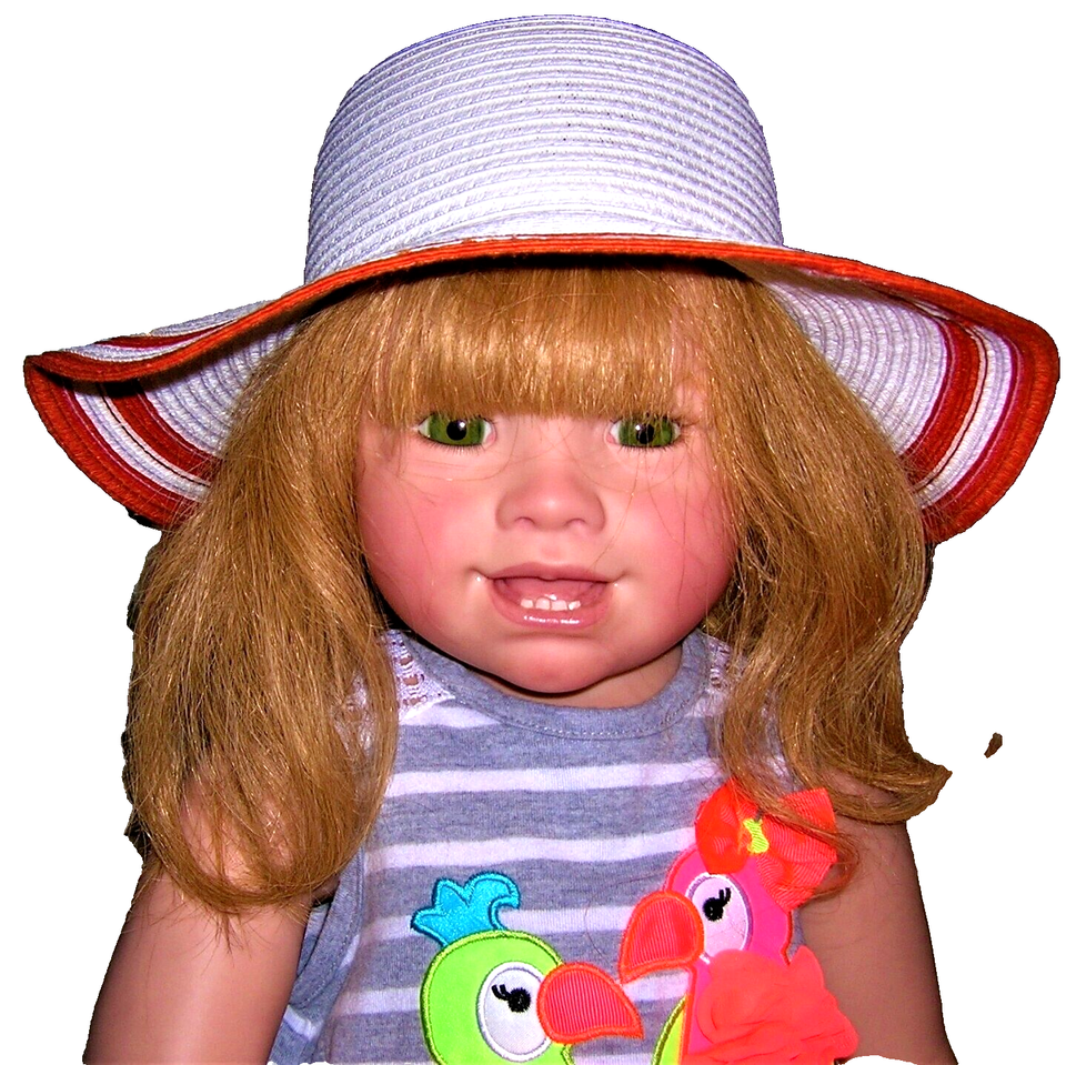 QUALITY JANIE & JACK SIZE 12-24M WHITE STRAW SUN HAT W/CORAL DOUBLE ...