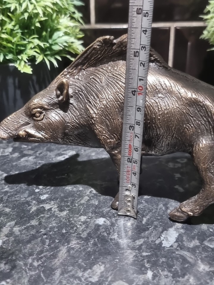Genuine Solid Bronze Sculpture figure , of a wild Boar Pig , Heavy for ...