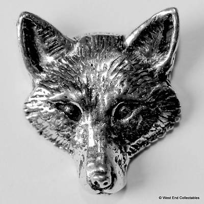 Fox Head Pewter Pin Brooch - British Hand Crafted - Dog Fox Wolf ...