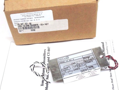 NIB HYCAL SENSING PRODUCTS CT-801-B RANGE -20/140 DEG.F, HCT-801-B2 ...